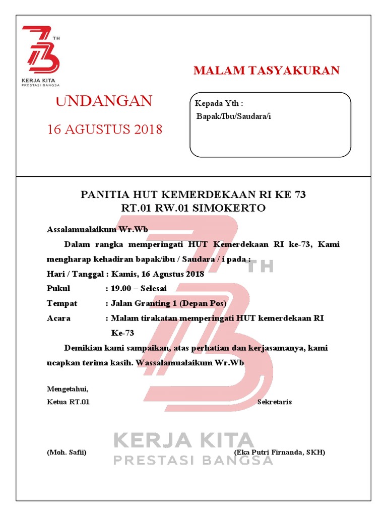 Undangan Malam Tasyakuran | PDF