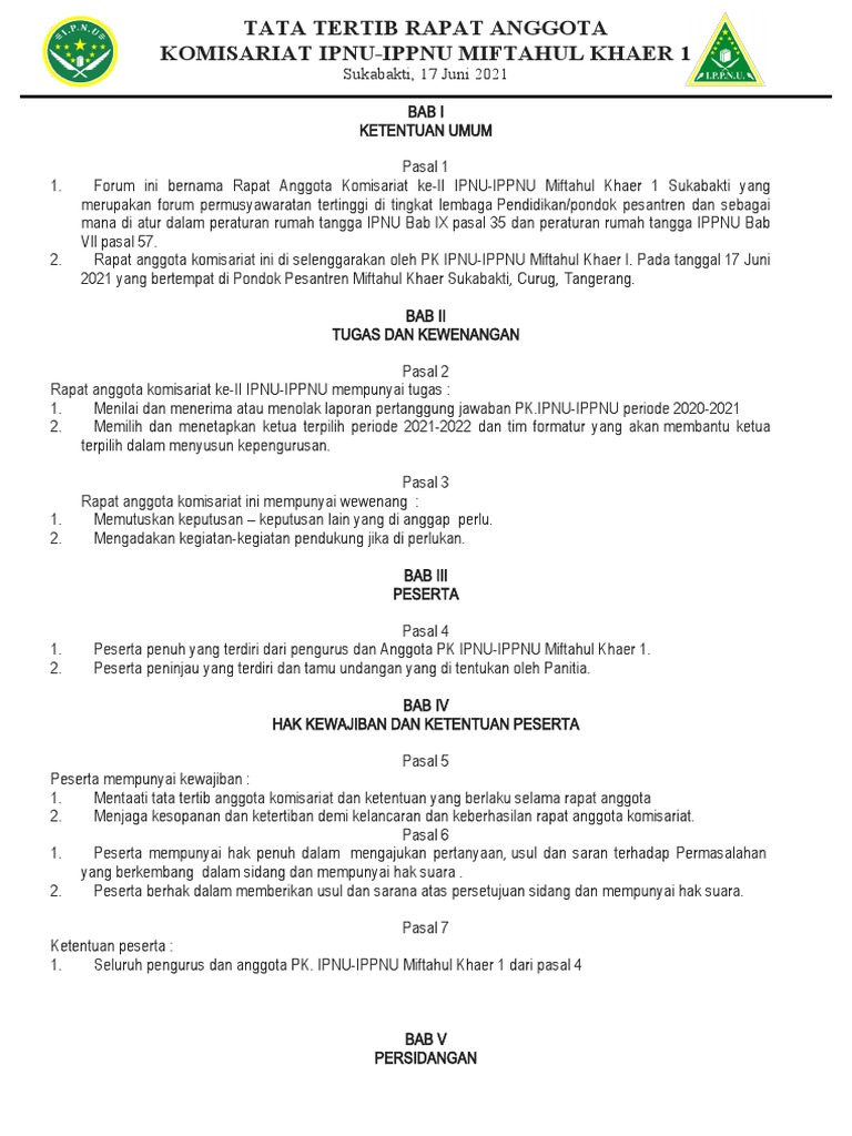 Draft Rapat Anggota Komisariat | PDF