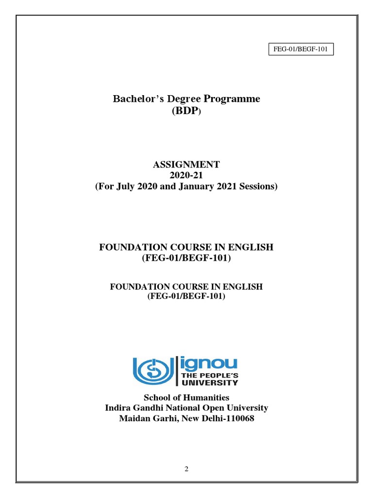 Begf-101 - Assignment Question | PDF