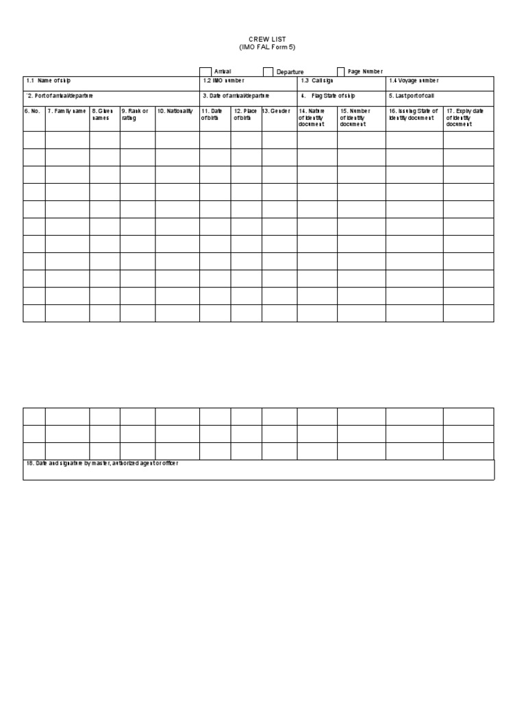 Fal Form 5 Crew List | PDF