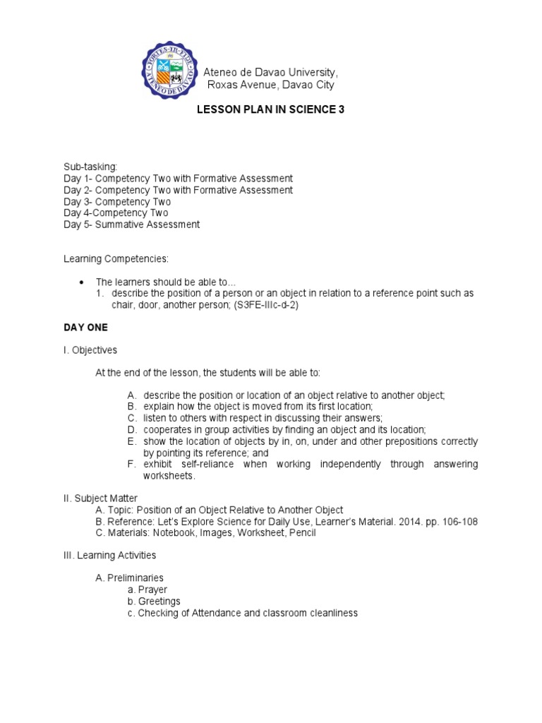 4as and IPP Format Lesson Plan | PDF | Lesson Plan | Education Theory