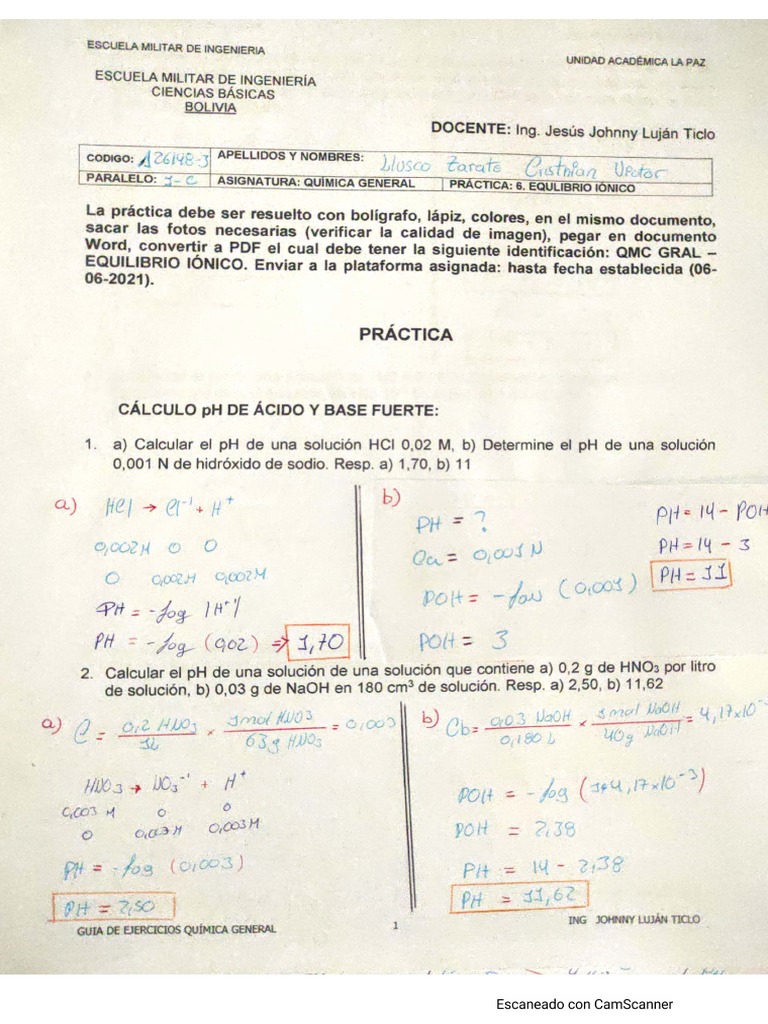 QMC Gral - Equilibrio Iónico | PDF