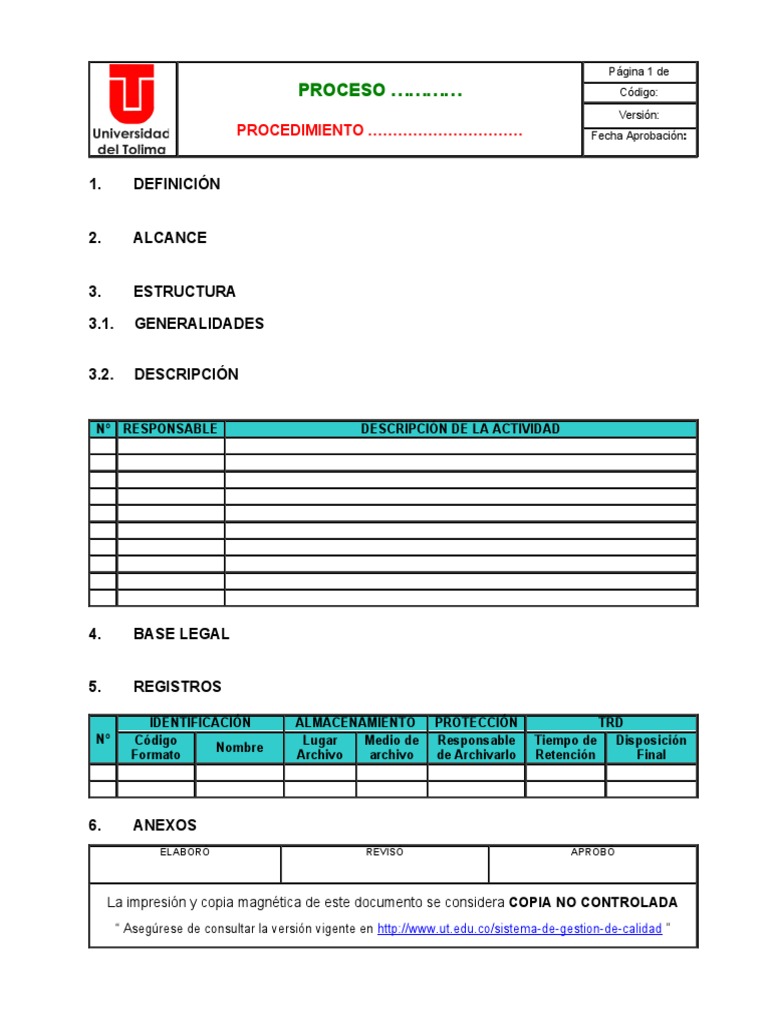 Ejemplo De Formato Para Redactar Procedimientos Cómo Redactar