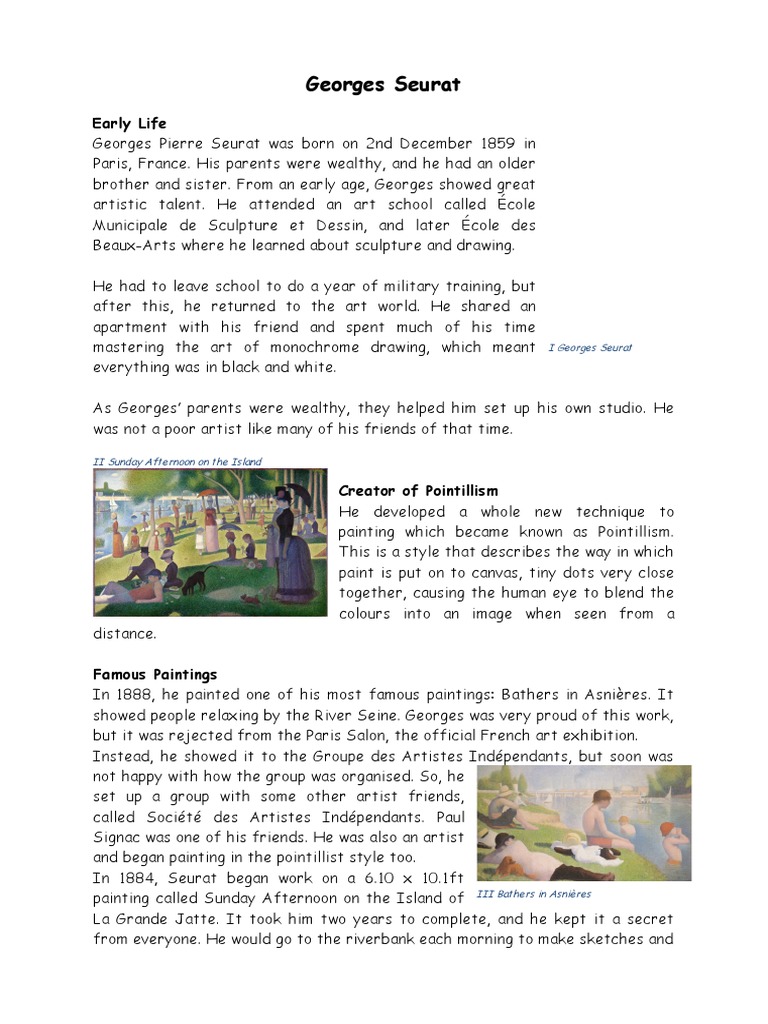 SM1W5 Georges Seurat | PDF | Paintings | Plastic Arts