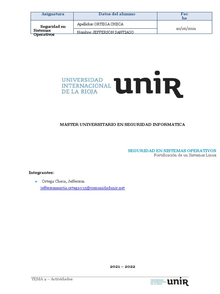 Sanchezmolinaharveyrodrigo Fortificacion Entorno Linux1 | PDF | Contraseña | Servidor proxy