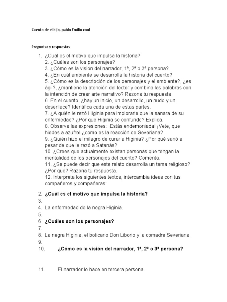 Cuento de El Hijo | PDF | Compuestos químicos | Compuestos orgánicos