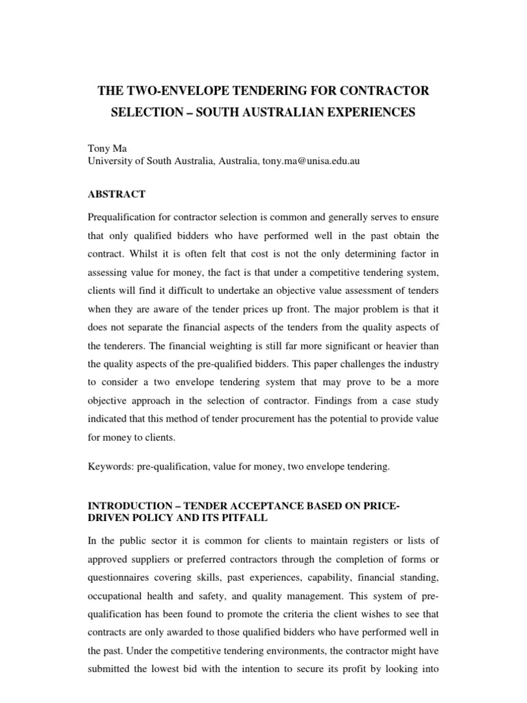 Two Enevelope Bidding System | PDF | Procurement | Evaluation