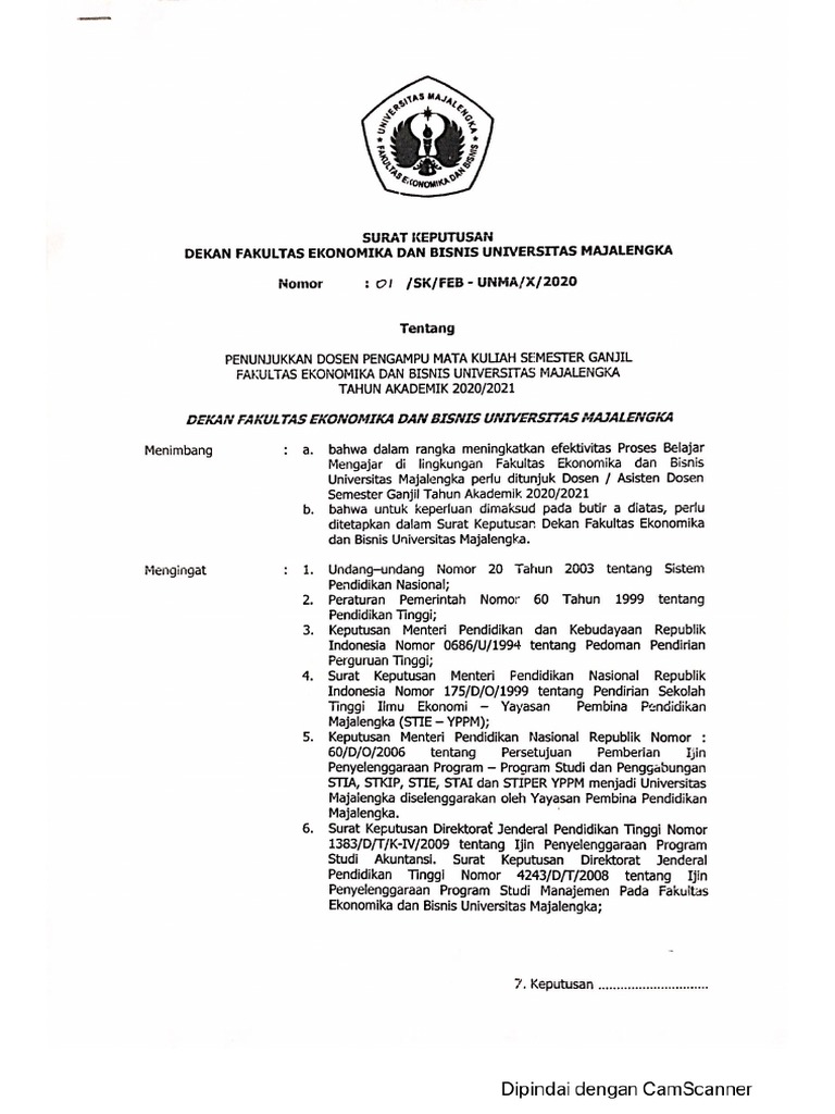 SK Dekan, RPS, DHMD Manajemen Audit | PDF | Bisnis | Seni