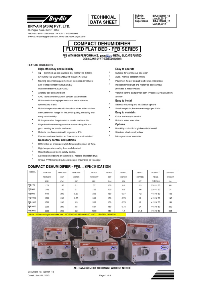 Technical Data Sheet FFB | PDF | Sheet Metal | Humidity