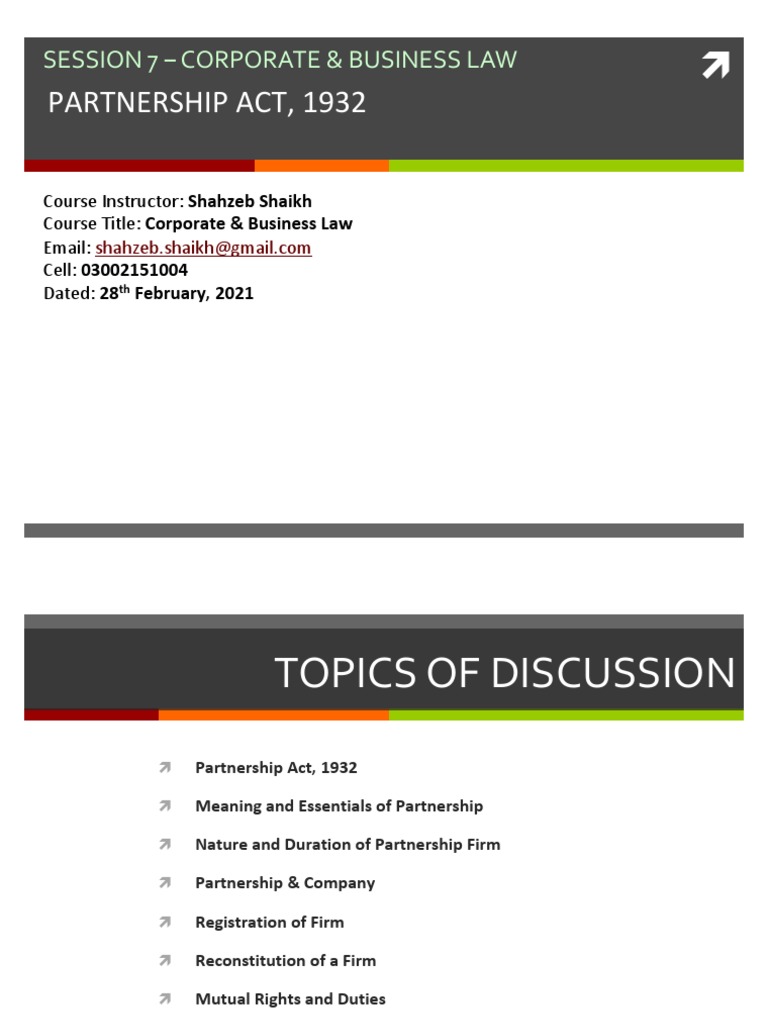 Session 7 - Partnership Act - CBL | PDF | Partnership | Law Of Agency