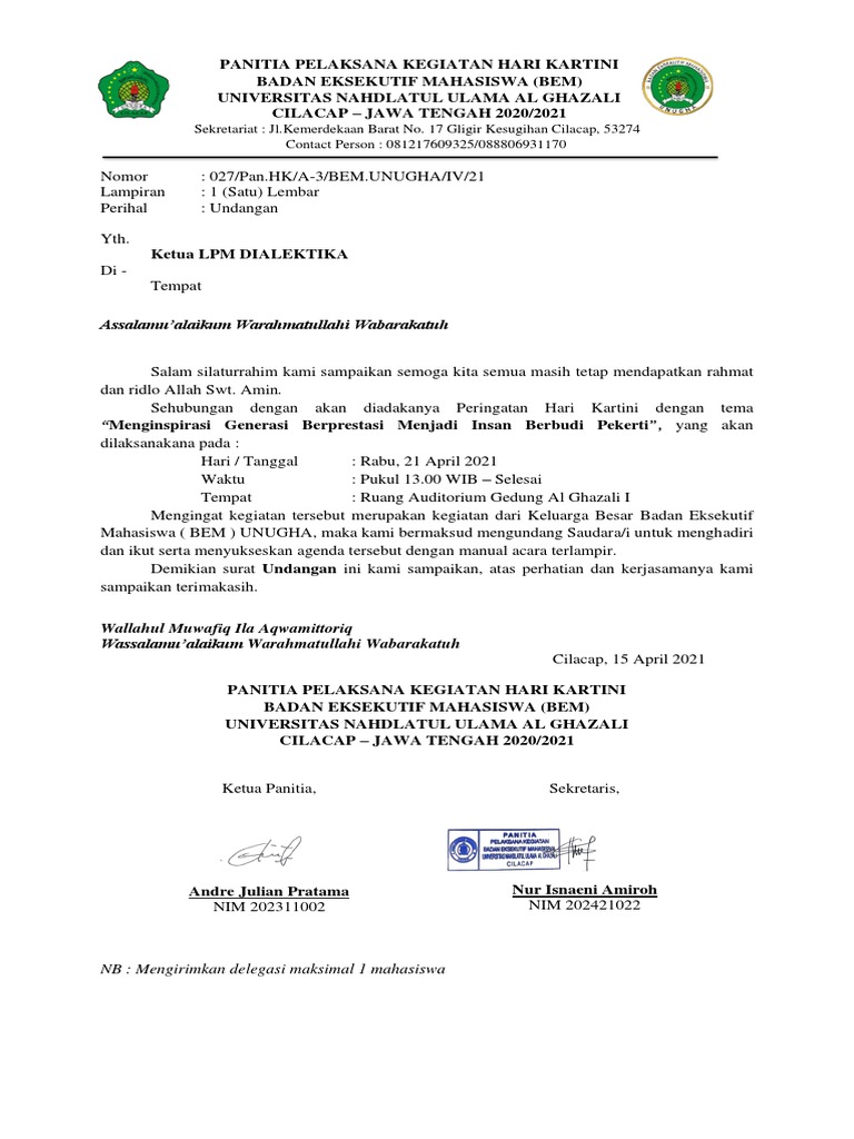 Undangan Peringatan Hari Kartini | PDF