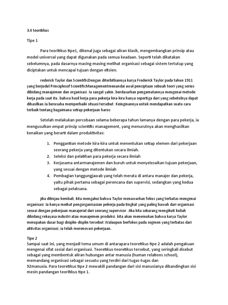 Teori Organisasi: Klasik, Humanis, Kontingensi, dan Politik | PDF | Karier & Perkembangan