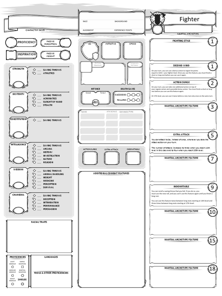 456029-Character Sheet Fighter Editable | PDF | Tabletop Games ...