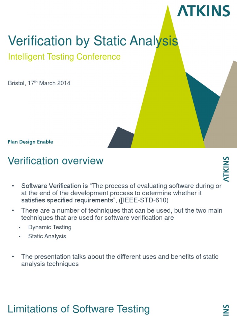 Verification by Static Analysis: Intelligent Testing Conference | PDF ...