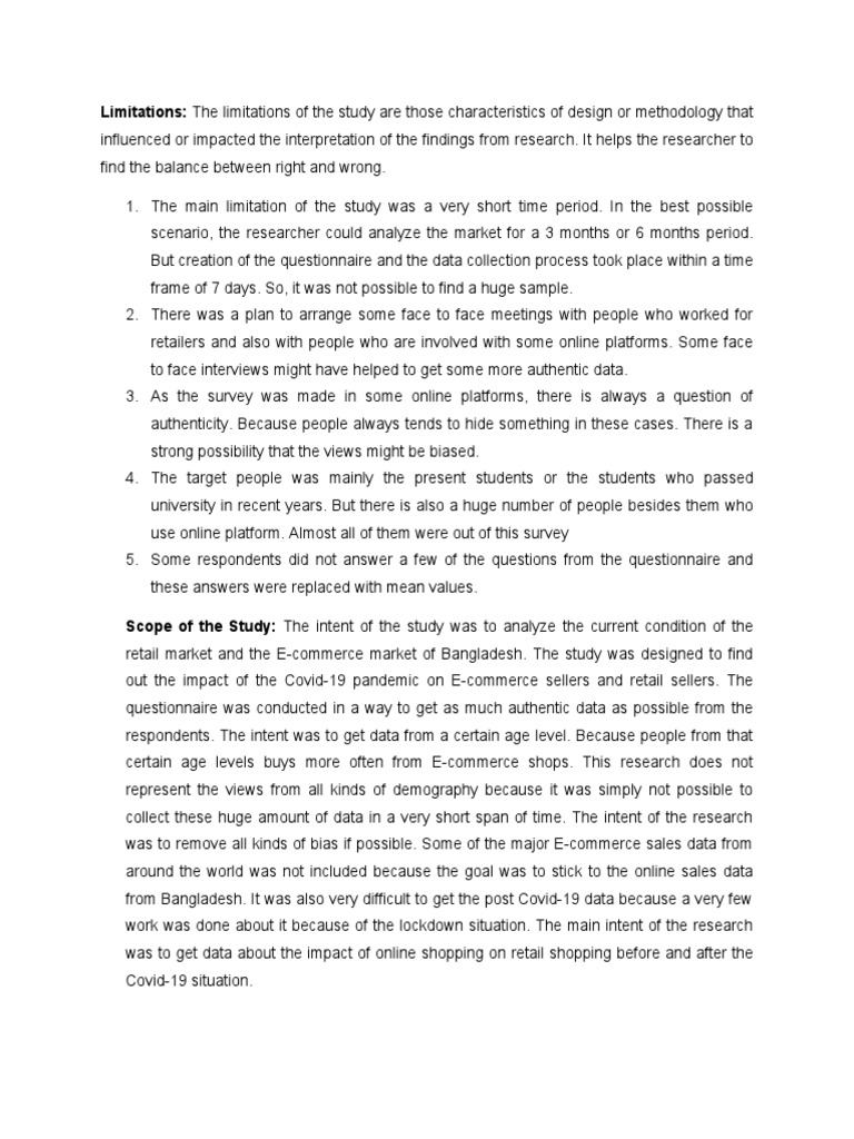 Limitations & Scope of The Study | PDF | Survey Methodology | Business