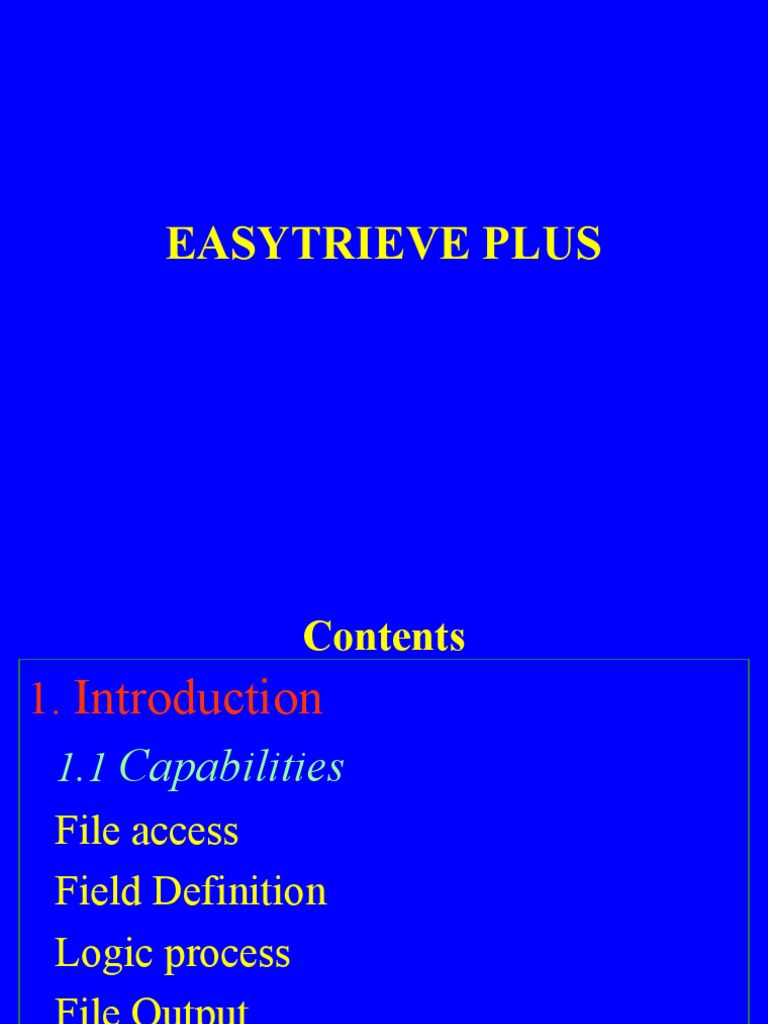 Easytrieve | File Format | Computer File