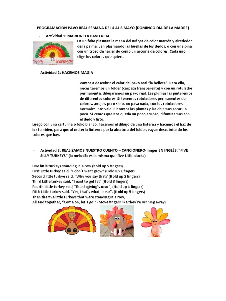 Actividades Creativas con Pavos Reales | PDF | Artes del Lenguaje y ...