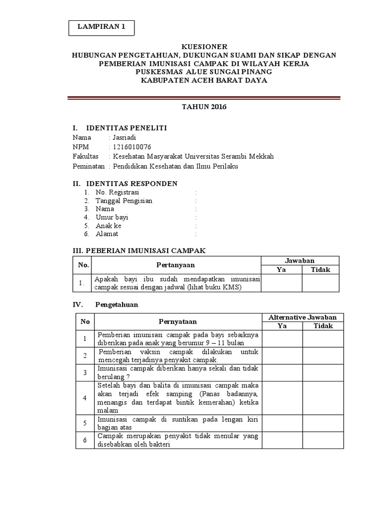 QUESIONER | PDF | Pengembangan Diri | Kesehatan Holistik