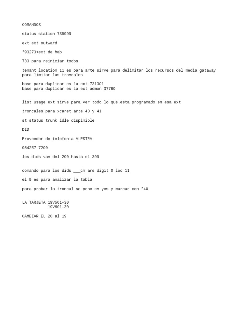 Comandos Avaya 23 | PDF