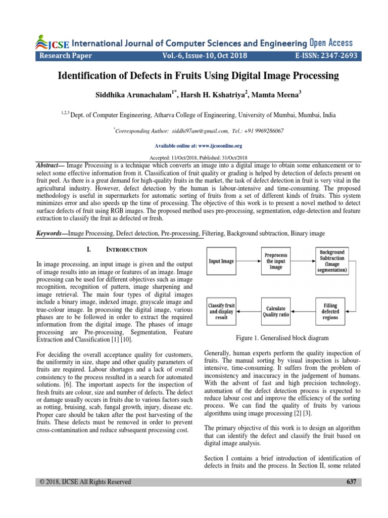 Identification of Defects in Fruits Usin | PDF | Imaging | Multidimensional Signal Processing