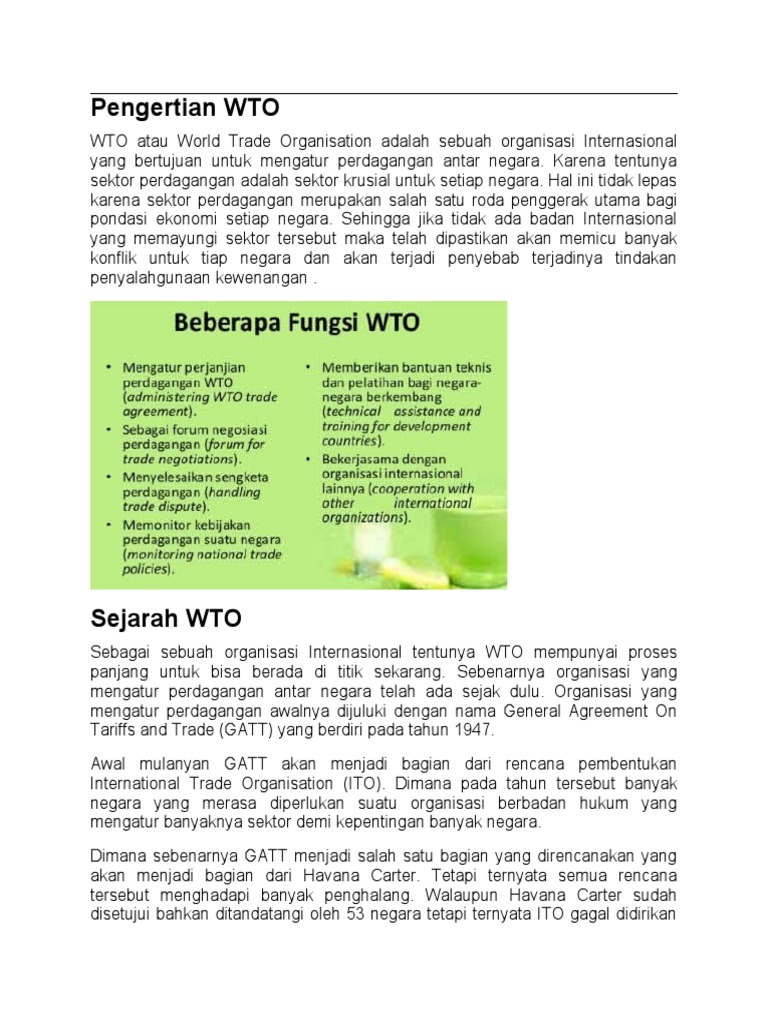 Pengertian WTO | PDF | Bisnis | Politik
