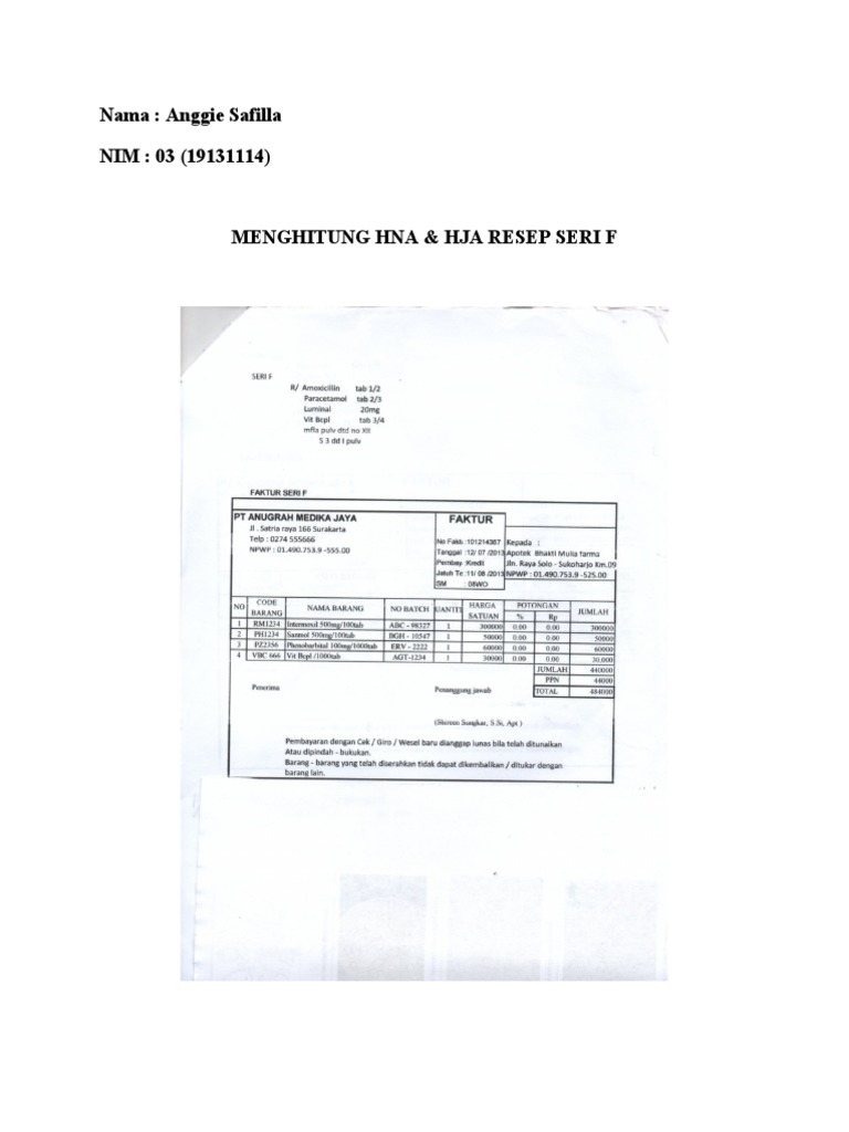 Perhitungan Hna & Hja Resep | PDF