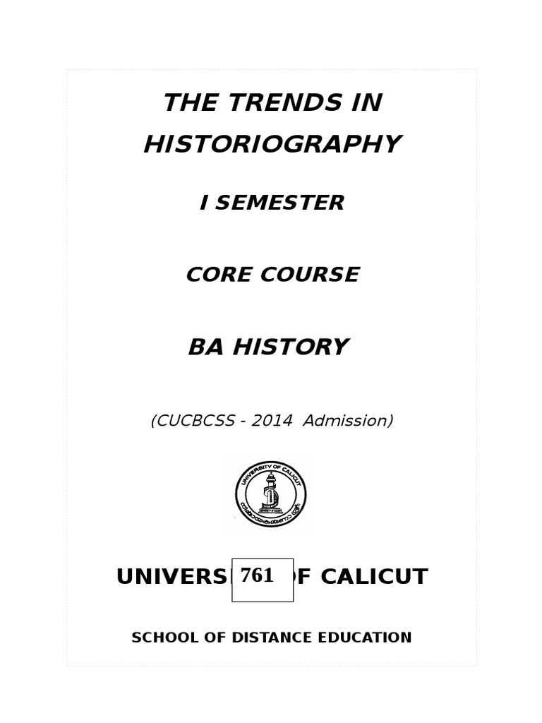 BA History - I Sem - Core Course - The Trends in Historiography - 2015 ...