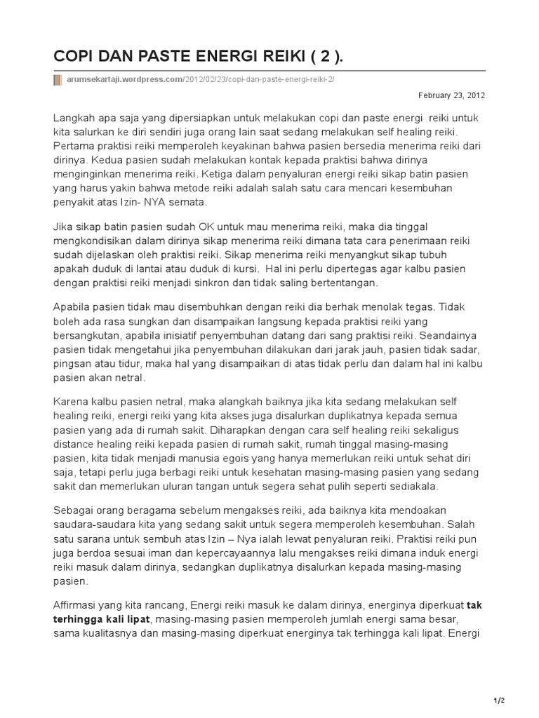 Copi Dan Paste Energi Reiki 2 | PDF