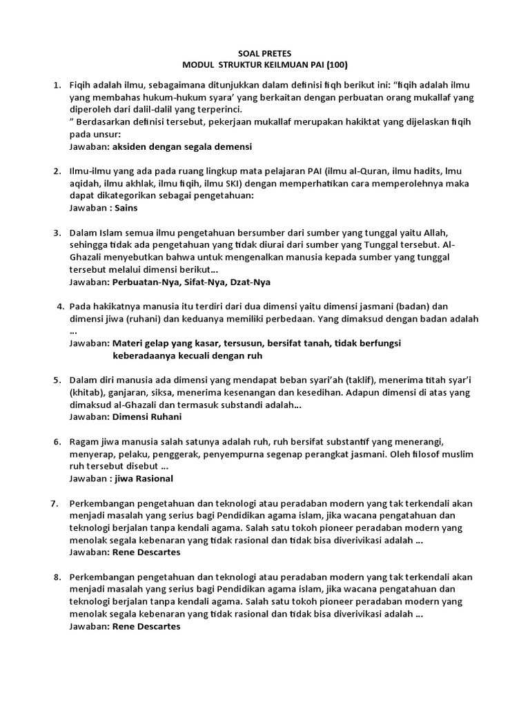 Tes Kb.1 Struktur Keilmuan Apai | PDF