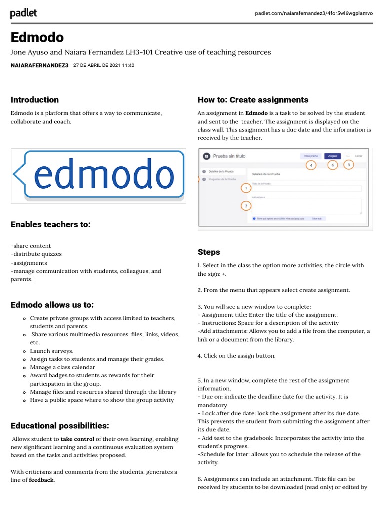 Edmodo: How To: Create Assignments | PDF | Libraries | Computing