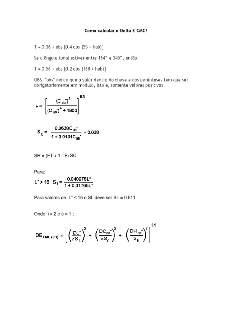 Como Calcular o DEcmc | PDF