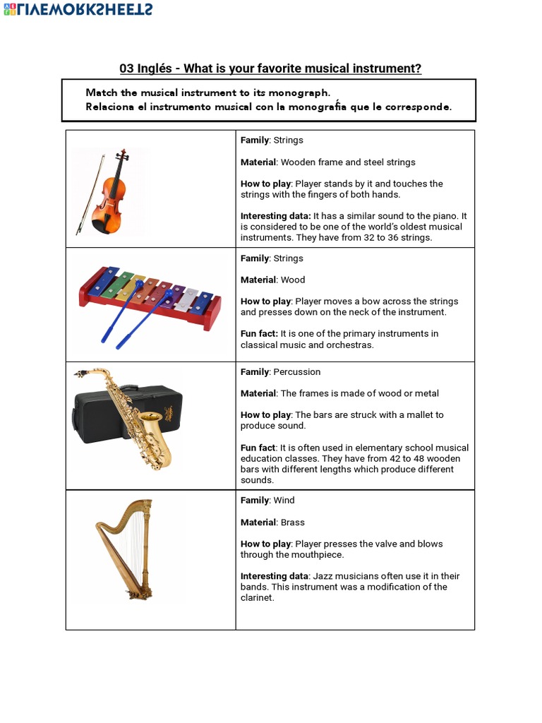 03 Inglés - What Is Your Favorite Musical Instrument | PDF | String ...