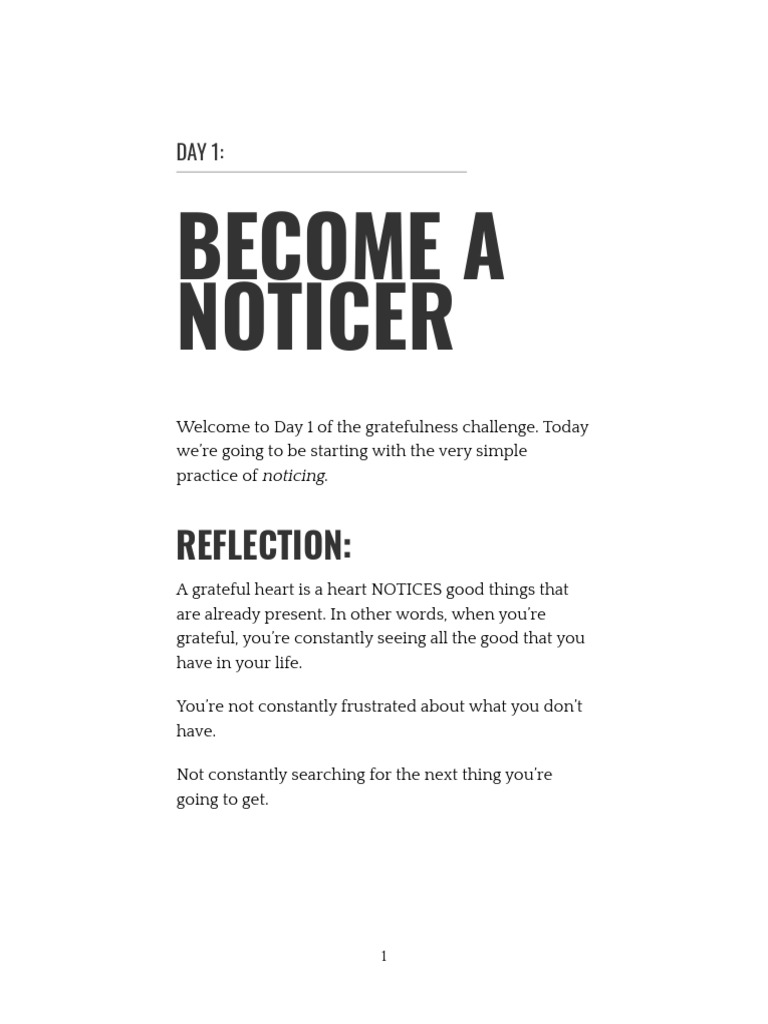 Day 1 - Become A Noticer | PDF