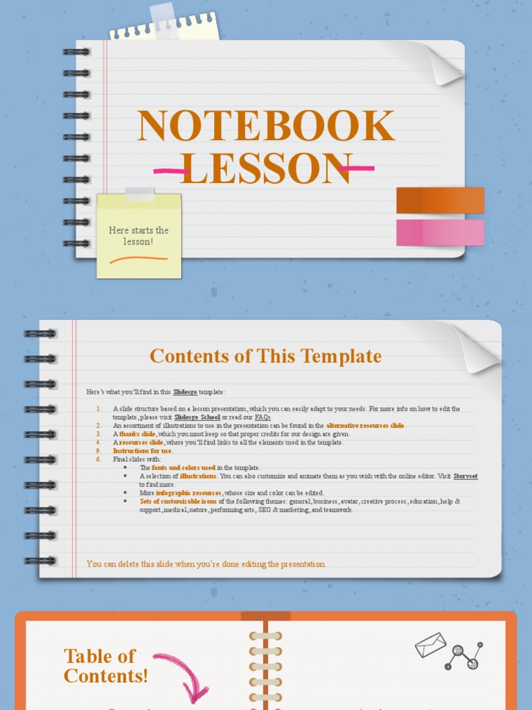 Notebook Lesson Blue Variant by Slidesgo | PDF | Planets | Saturn