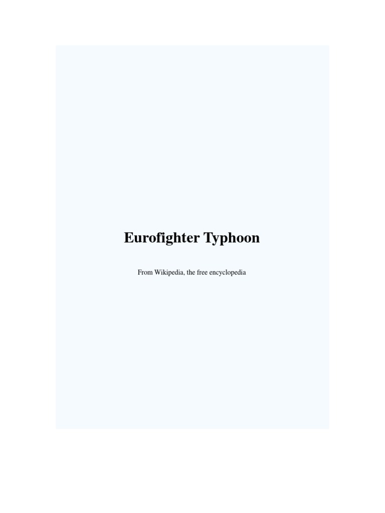 Eurofighter Typhoon Overview and History | PDF | Fighter Aircraft ...