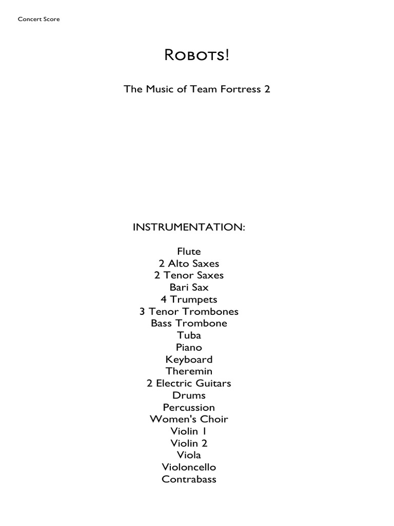 Robots! - Score and Parts | PDF | Aerophones | Music Performance