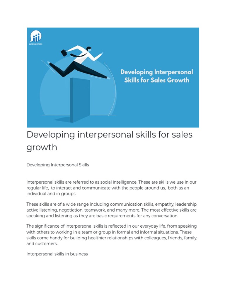 Developing Interpersonal Skills For Sales Growth | PDF | Skill | Sales