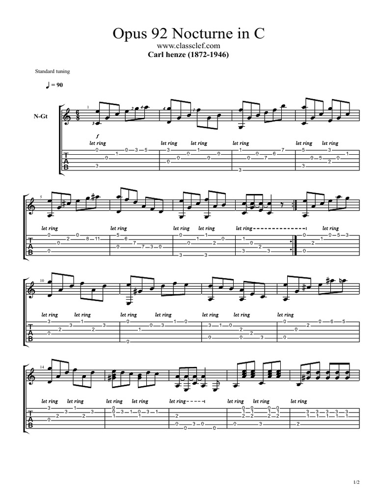 Opus 92 Nocturne in C by Carl Henze | PDF