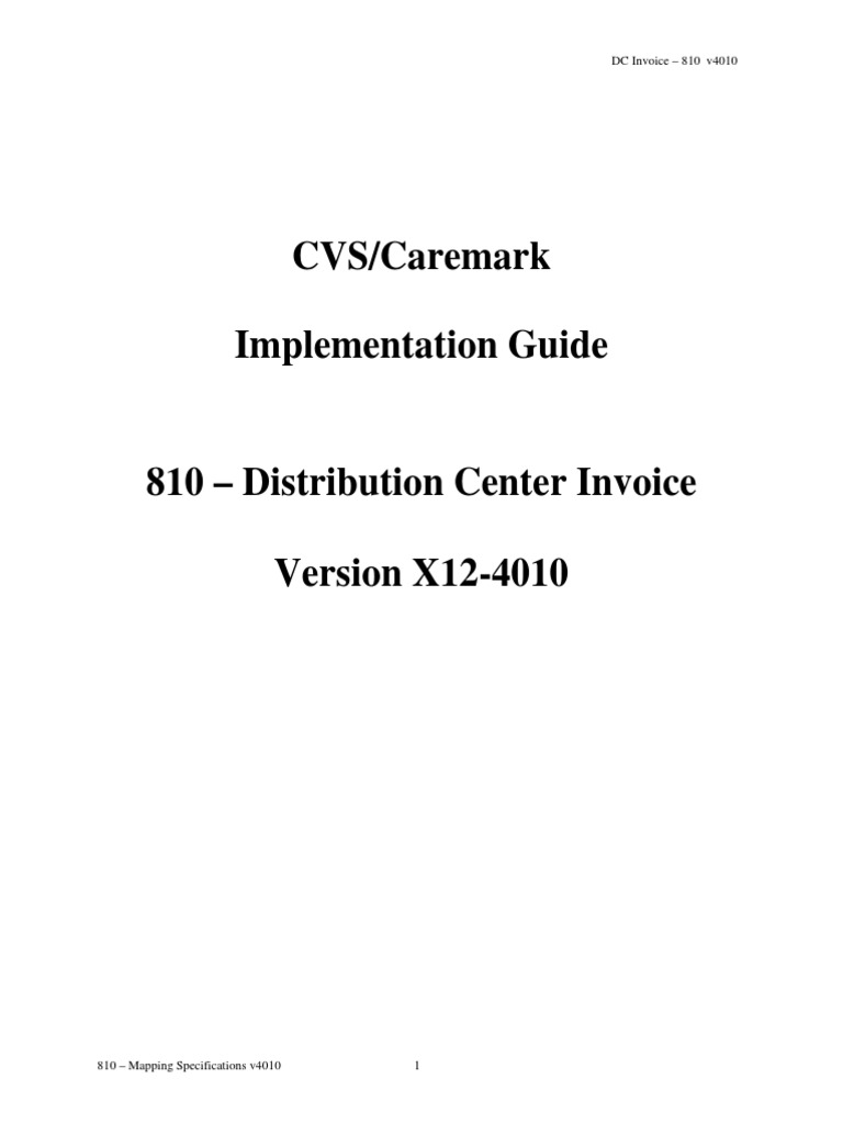 CVS/Caremark Implementation Guide: DC Invoice - 810 v4010 | PDF ...