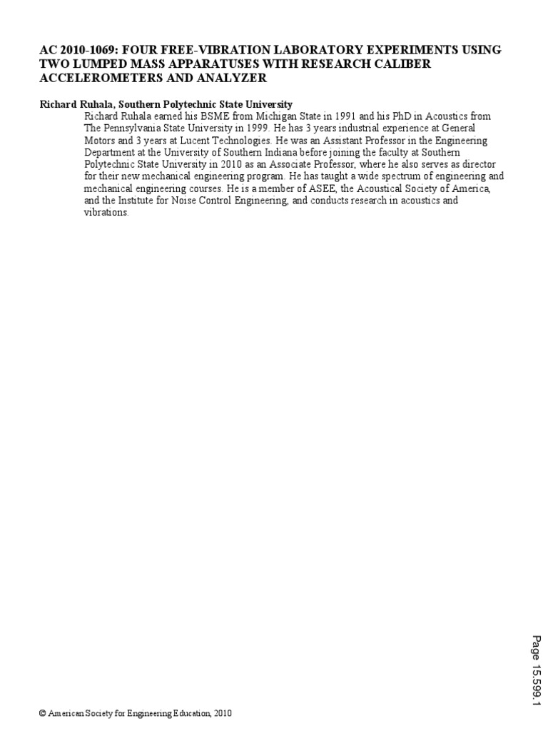 Four Free Vibration Laboratory Experiments Using Two Lumped Mass ...