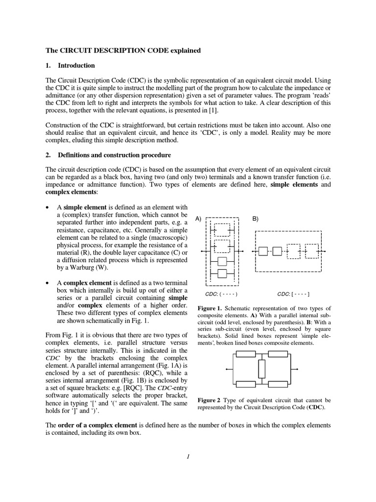 The CIRCUIT DESCRIPTION CODE (CDC) Explained | PDF | Electrical Network ...