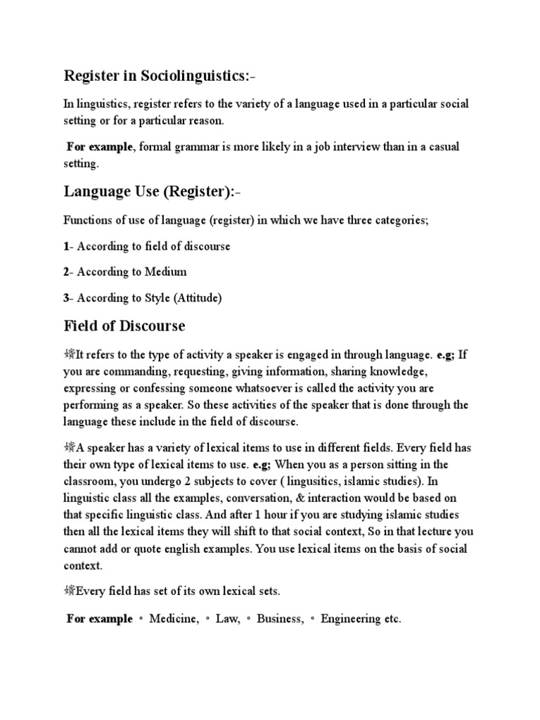 Register in Sociolinguistics | PDF | Linguistics | Human Communication