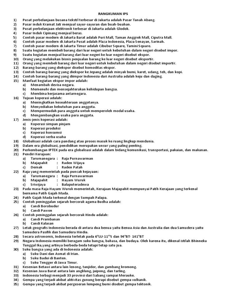 Rangkuman Ips | PDF | Perjalanan