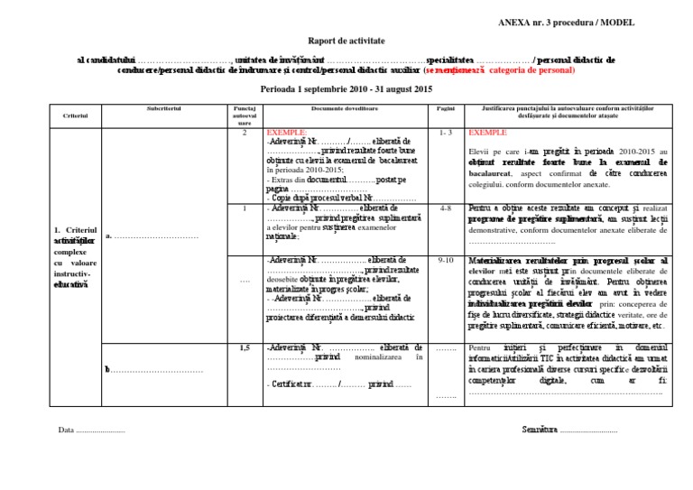 Model Raport General | PDF