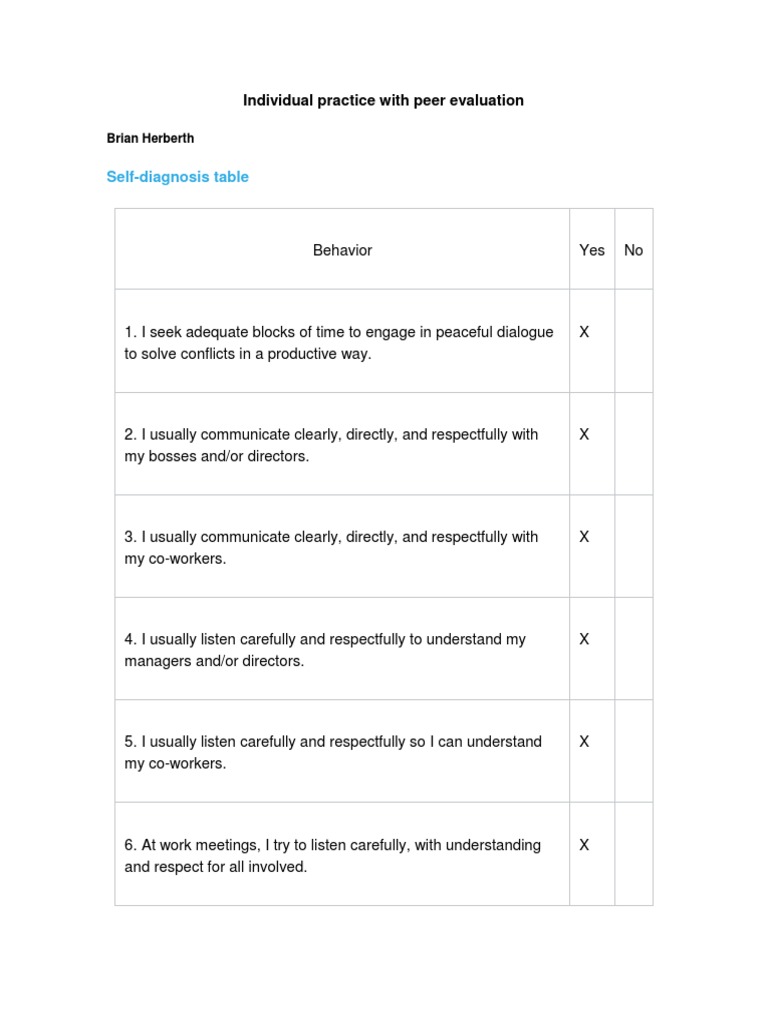Individual Practice With Peer Evaluation - Effective Communication For ...