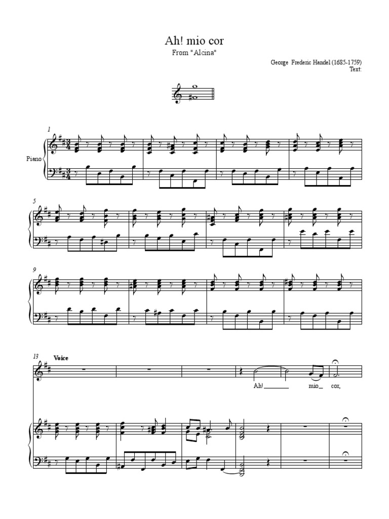 Ah Mio Cor B Minor | PDF | Alphabet latin