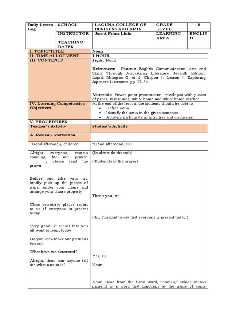 Inductive-Lesson Plan | PDF | Noun | Concept