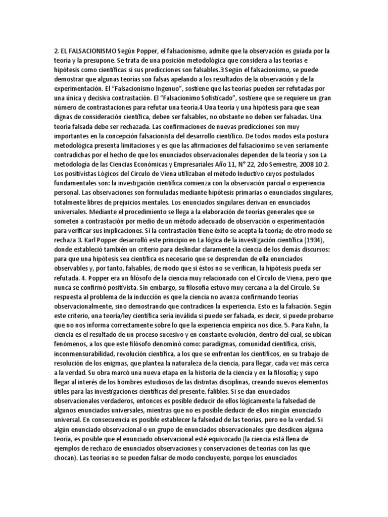 El Falsacionismo | Descargar gratis PDF | Karl Popper | Hipótesis