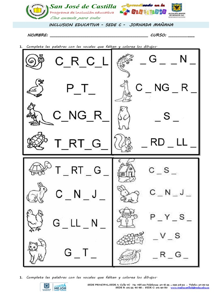 Guia de Español-Completar Las Vocales en Las Palabras | PDF