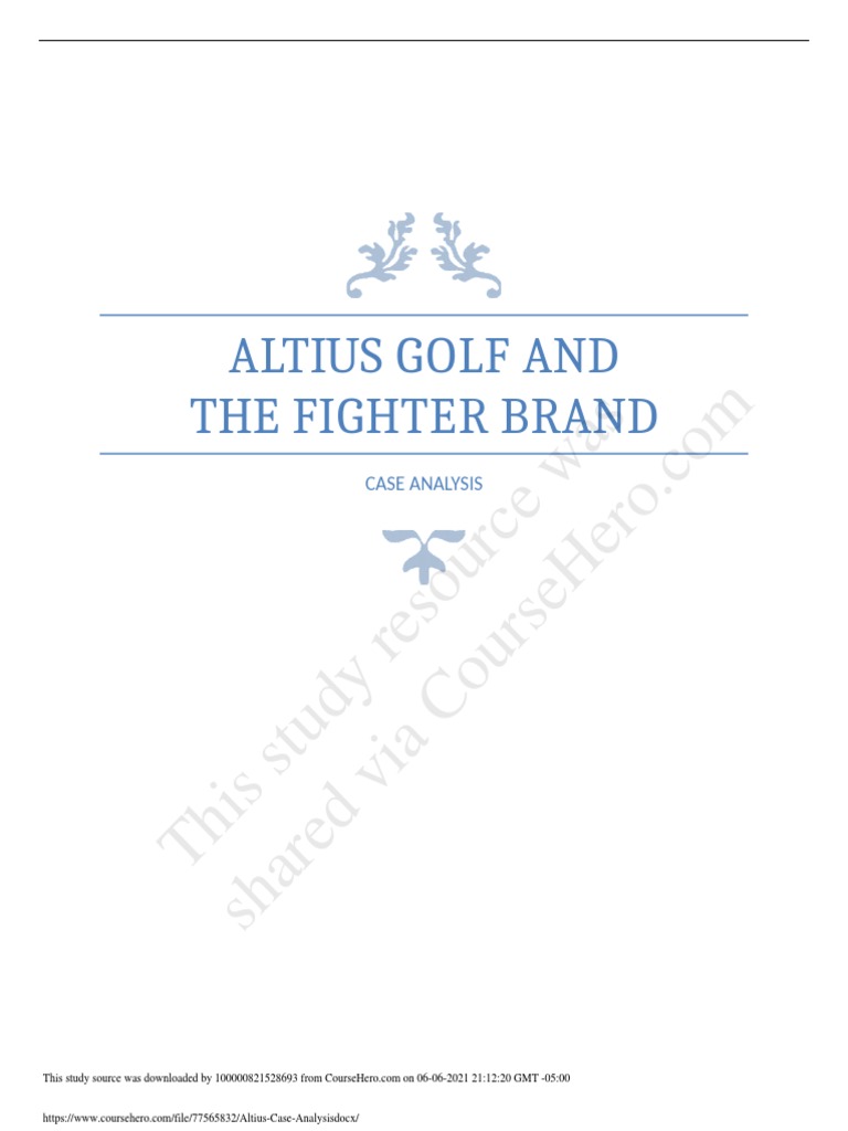 Altius Golf Case Analysis: Market Strategy | PDF | Gross Margin | Retail